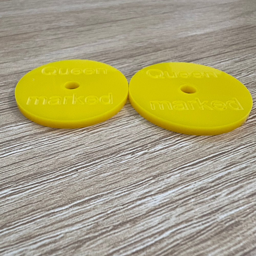 “Queen marked” Beehive Discs – Yellow Acrylic Qty-16 (30mm) – Sticky ...